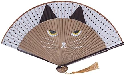 Amazon.com: bifofo Handheld Fan, Cartoon Cat Folding Silk Fan Handheld ...