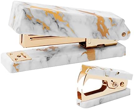 Amazon.com : MEI YI TIAN Office Stapler Set, Marble Print & Gold ...