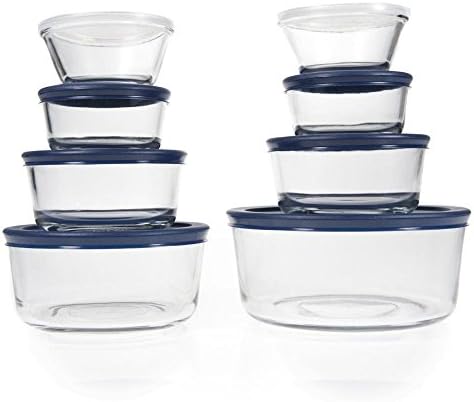 Amazon.com: Anchor Hocking 6 Piece 4 Cup Round Glass Storage Set, Teal ...
