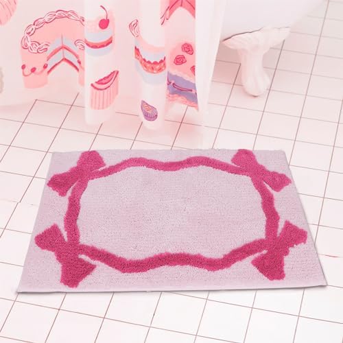 Amazon.com: Tinideya Scalloped Bow Bathroom Mat Non Slip Coquette Bow ...