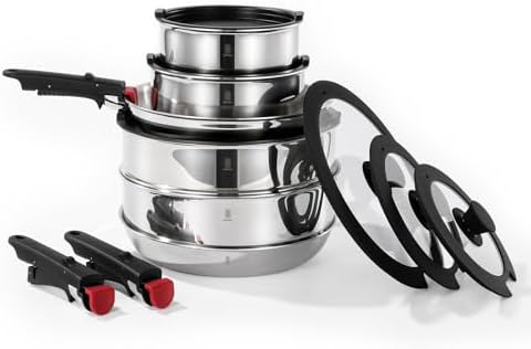 Amazon.com: ROYDX 16pcs Pots and Pans Set, Stainless Steel Cookware Set ...