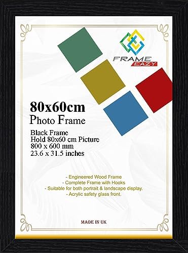 Modern Black Poster Frame 80 x 60cm Large Photo Frame 600x800mm Picture ...