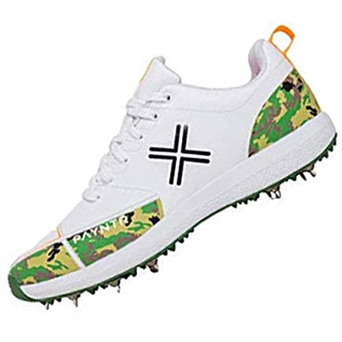 Buy Payntr X Batting Metal Spike Cricket Shoes Camo (White & Green ...