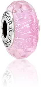 Amazon.com: Pandora Silver & Pink Shimmer Murano Glass Charm 791650 ...