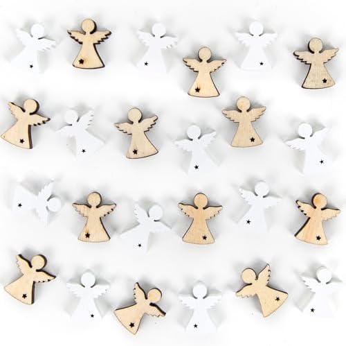 Logbuch-Verlag 24 mini Engel aus Holz weiß Holzengel 2 cm zum Basteln ...