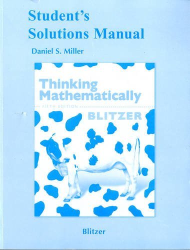 Student Solutions Manual for Thinking Mathematically (Pearson Custom ...