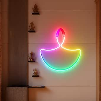 Buy One94Store Diwali Diya Neon Sign Light | Multicolor LED Neon Rope ...