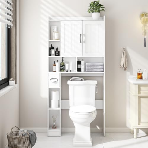 Amazon.com: Over-The-Toilet Storage Cabinet, Farmhouse Style with 2 ...