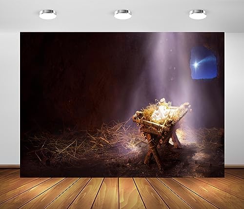 Amazon.com : BELECO 7x5ft Fabric Nativity Scene Backdrop Bethlehem Star ...