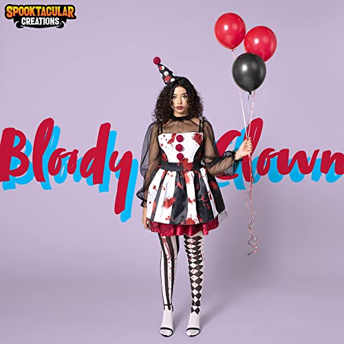 Spooktacular Creations Women Creepy Clown Costume Scary Jester Costume