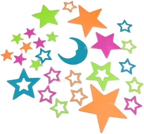 FunBlast Glow in The Dark Radium Sticker – Moon & Stars Shaped ...