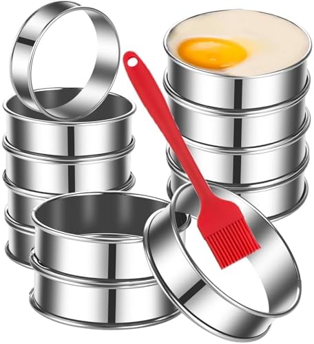 Amazon.com: KUAYB 12-Pieces Crumpet Rings Nonstick English Muffin Rings ...