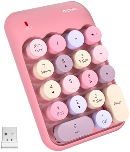 MOFII Wireless Number Pads - Pink Numeric Keypad 18 Keys USB 2.4G Round Keycap Colorful ...