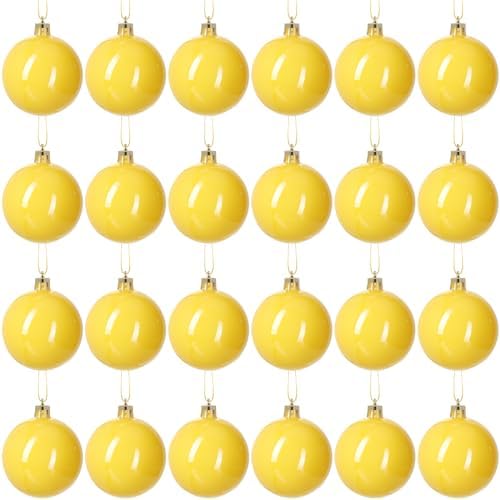 Amazon.com: 24 Pcs 2.4 inches Yellow Christmas Ball Christmas Tree ...