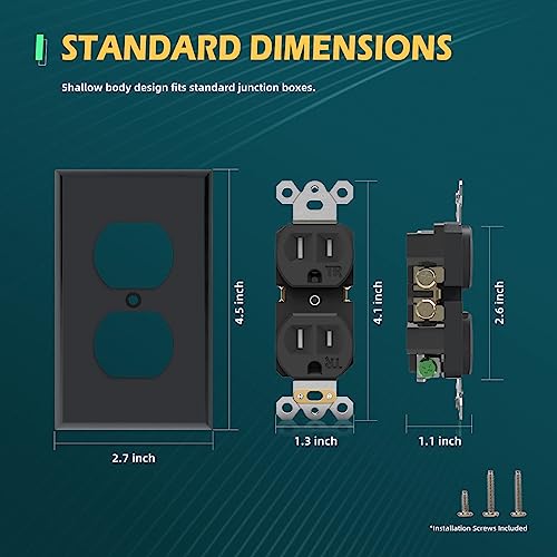Snapklik.com : 10Pack Duplex Receptacle Outlet, 15A Tamper-Resistant ...