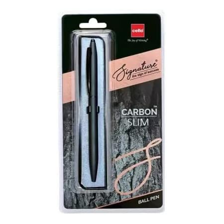 Cello Signature Carbon Slim + Refill Pack|Premium Ball pen| Pack of 2 ...