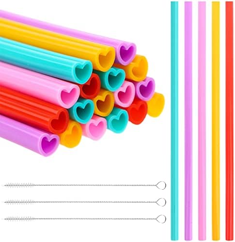 Amazon.com: Jutom 25 Pack Valentine Heart Shaped Straws 9.8 Inch ...
