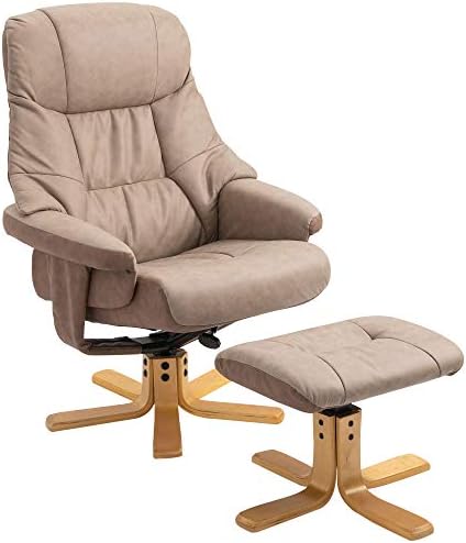 HOMCOM Relaxsessel mit Hocker, Drehbarer Fernsehsessel, TV Sessel mit ...