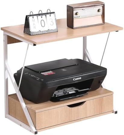 Homullel Printer Stand with Storage Drawer for Desk, 2-Tier Desktop ...
