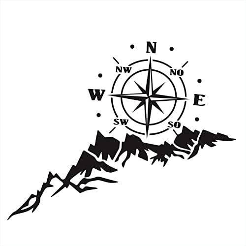 Car Decals Compass Graphic and Mountain Stickers Waterproof Vinyl ...