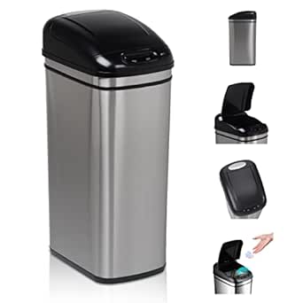 42l Kitchen Bin Sensor Stainless Silver Steel Automatic Touch Hands ...