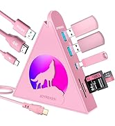 Amazon.com: Wolf USB C Hub, Pink 8-in-1 USBC Multiport Adapter Hub with ...