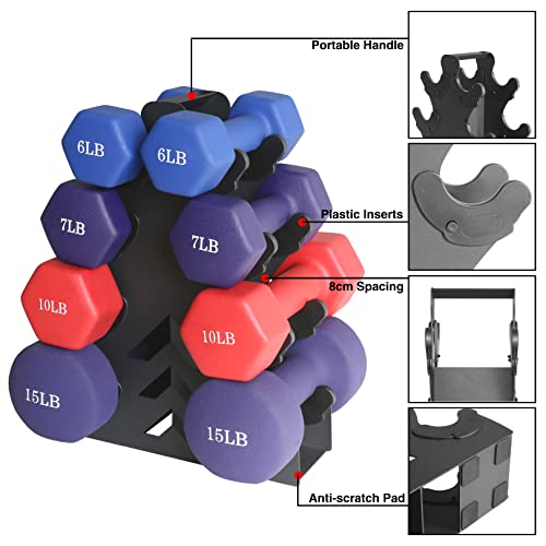 Support d'haltères en métal néoprène à 4 niveaux robuste pour haltères ...