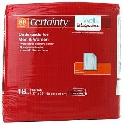 Amazon.com: Walgreens Certainty Underpads Large 18 ea (1) : Health ...