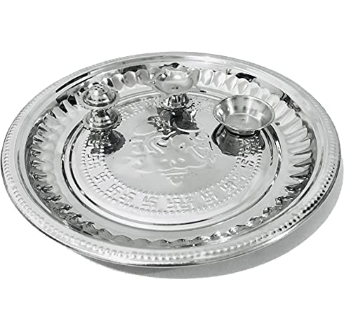 Stainless Steel Pooja Thali Plate Ladoo Gopal bhog Plate Aarti Thali ...