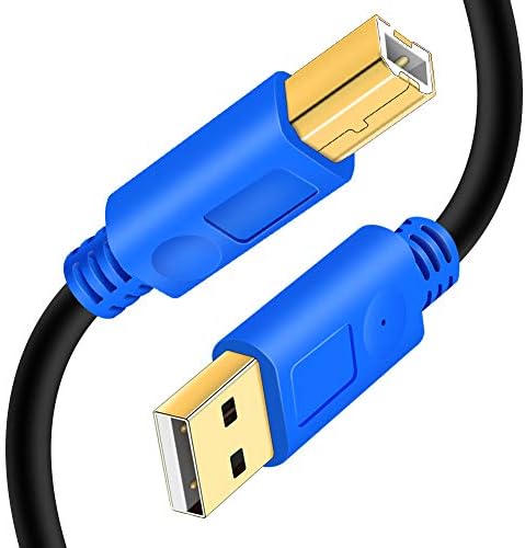 Printer Cable 12Ft,Hanprmee USB 2.0 High Speed Gold-Plated Connectors ...