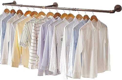 OROPY Industrial Pipe Clothes Rack, 105cm Wall Mounted Detachable Retro ...
