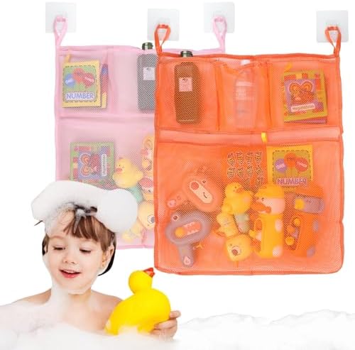 Amazon.com: 2 Pack Mesh Bathtub Toy Organizer, Extra Bath Toy Storage ...