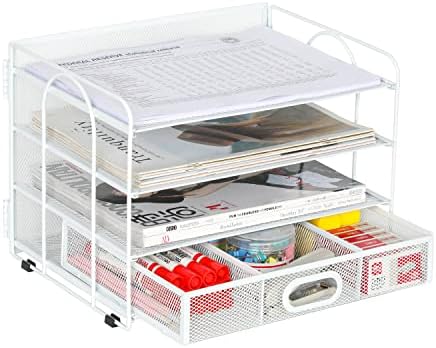 EasyPAG 4 Tier Desktop A4 Mesh Filing Tray Office Desk Tidy File Holder ...