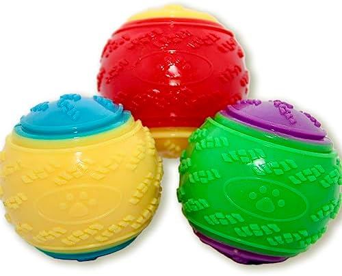 RUFF&RUFF Squeaky Dog Balls, PACK OF 3. Durable, Long Lasting, Tennis ball size toy, Perfect for ...