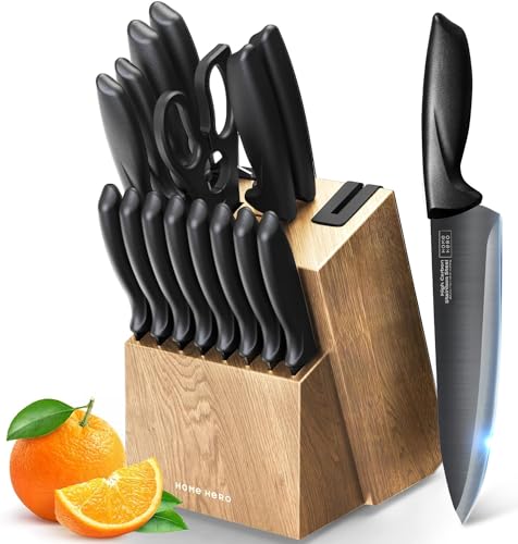 Home Hero Kitchen Knife Set with Sharpener – High Carbon Stainless ...