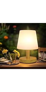 Wood Rechargeable Table Lamp Cordless, 9" Small 4000mAh Battery Table ...