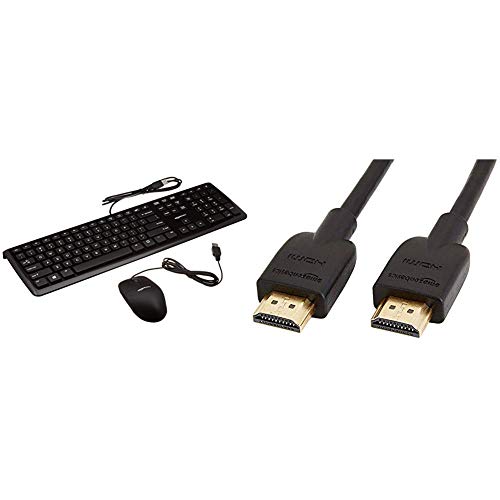 Amazon Basics USB Wired Computer Keyboard and Wired Mouse Bundle Pack