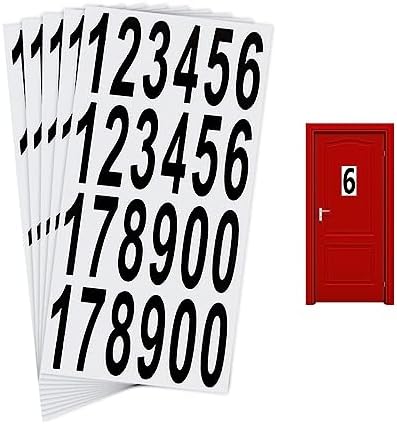 5 Sheets Self Adhesive Vinyl Numbers Stickers - Black Mailbox Numbers ...