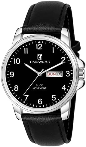 TIMEWEAR Analog New Track Number Dial Day Date Functioning Black ...