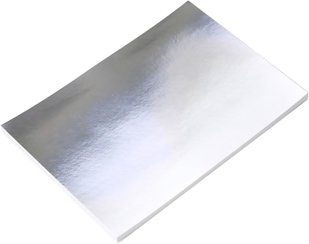 Silver Mirror Card - A4, 30 Sheets, 250gsm, Shiny Silver, Reflective ...