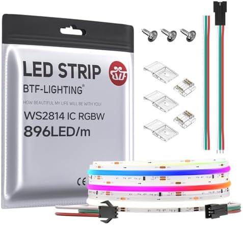 Amazon.com: BTF-LIGHTING FCOB COB LED Strip WS2814 IC RGBW 6000K ...