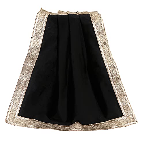Indian Consigners Solid Black Velvet Cloth With Golden Shinny Border ...