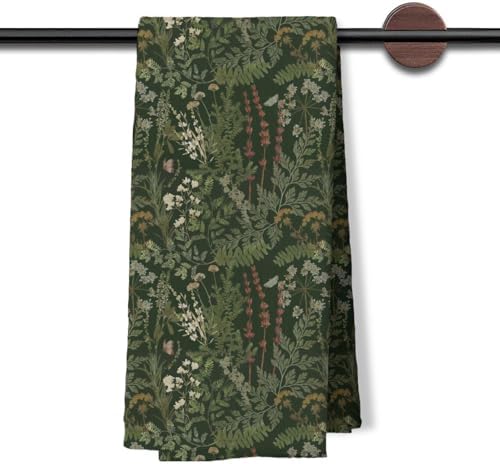 Amazon.com: DAYOUER Dark Green Botanical Kitchen Dish Towels, Vintage ...