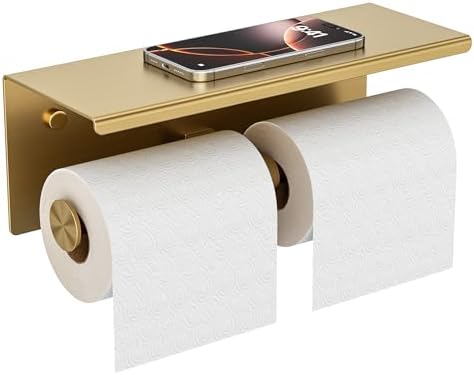 Amazon.com: Double Roll Toilet Paper Holder with Shelf, Wall Mounted ...