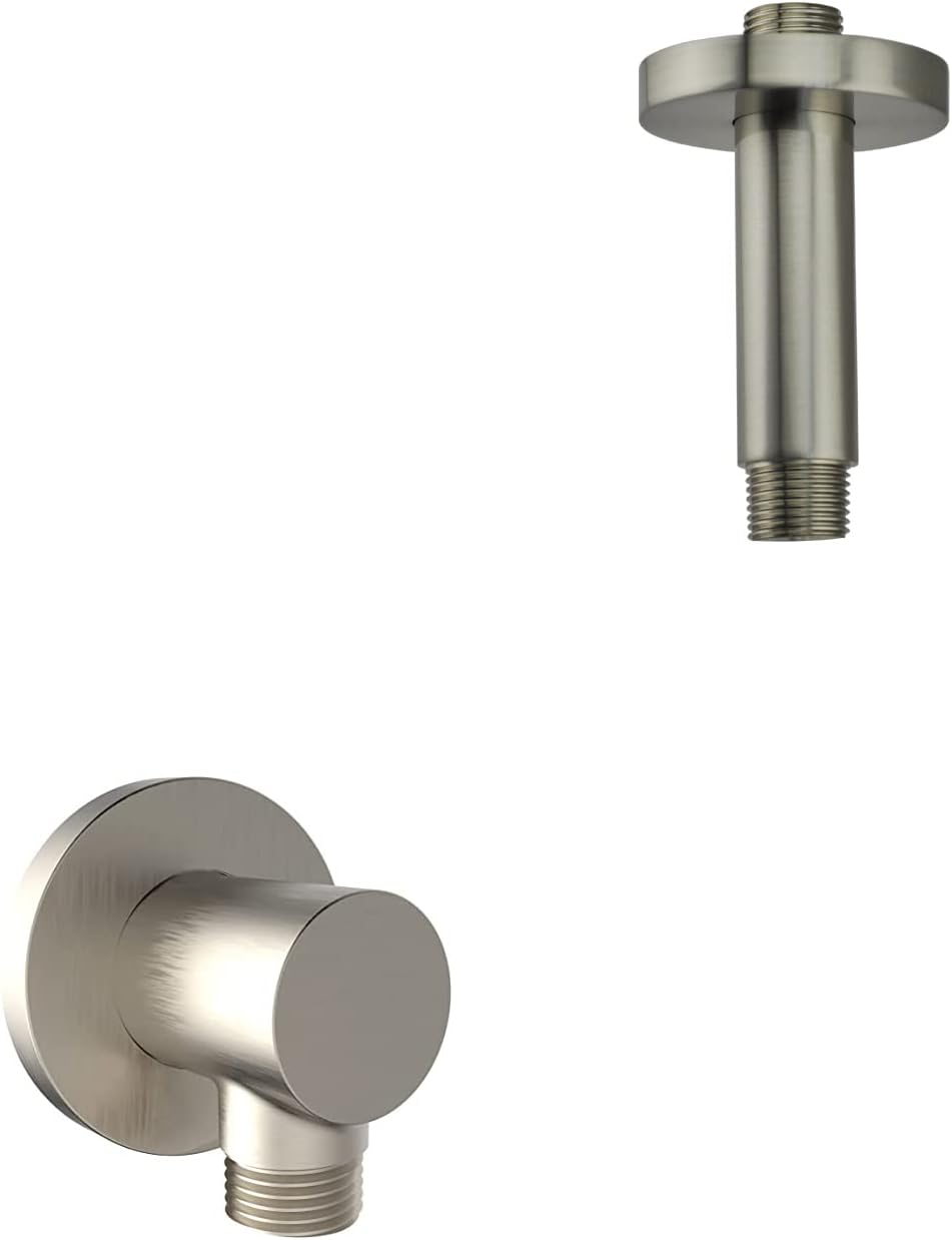 Aquaiaw Shower Arm and Wall Supply Elbow Bundle, 3 inch Shower Arm ...