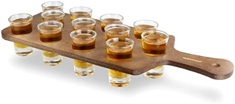 bar@drinkstuff Pine Shot Paddle Board with 12 Essence Shot Glasses ...