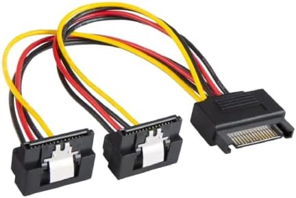 PARUHT 1pc SATA 15 Pin Male to 2X SATA 15 Pin 90 degree Female with ...