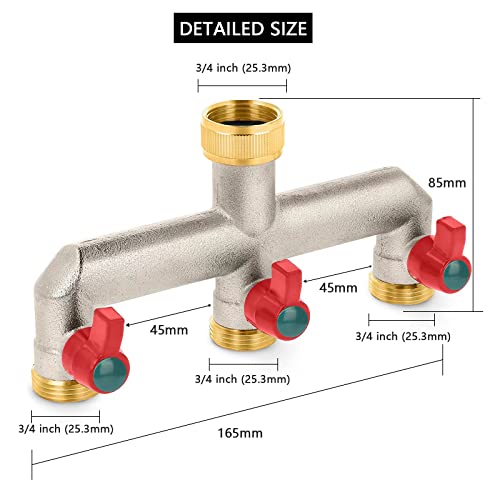 iBamso Brass Garden Tap Splitter, 3/4″ Tap Splitter Hose Connect ...