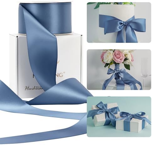 Amazon.com: HUIHUANG Dusty Blue Ribbon 3/8 inch Satin Ribbon Assorted ...