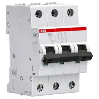 ABB S203-C32 Interruptor de circuito en miniatura, 3 polos, tipo C, capacidad de rotura de 6/10 ...